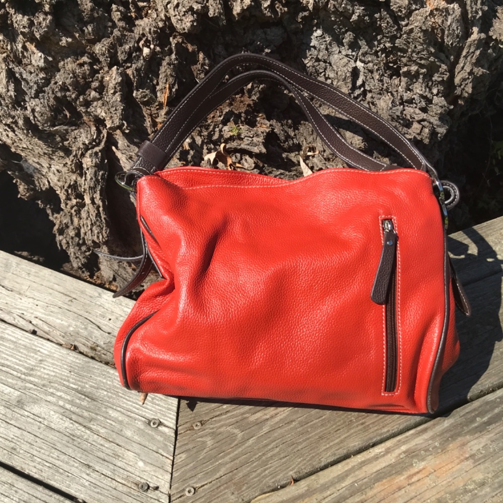 Vera Pelle Italian Soft Pebbled Leather Handbags Oran… - Gem